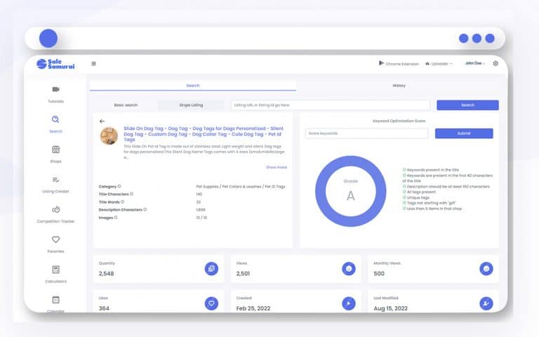 Etsy Analytics Tool - Sale Samurai - Etsy SEO Analytics & Keyword ...