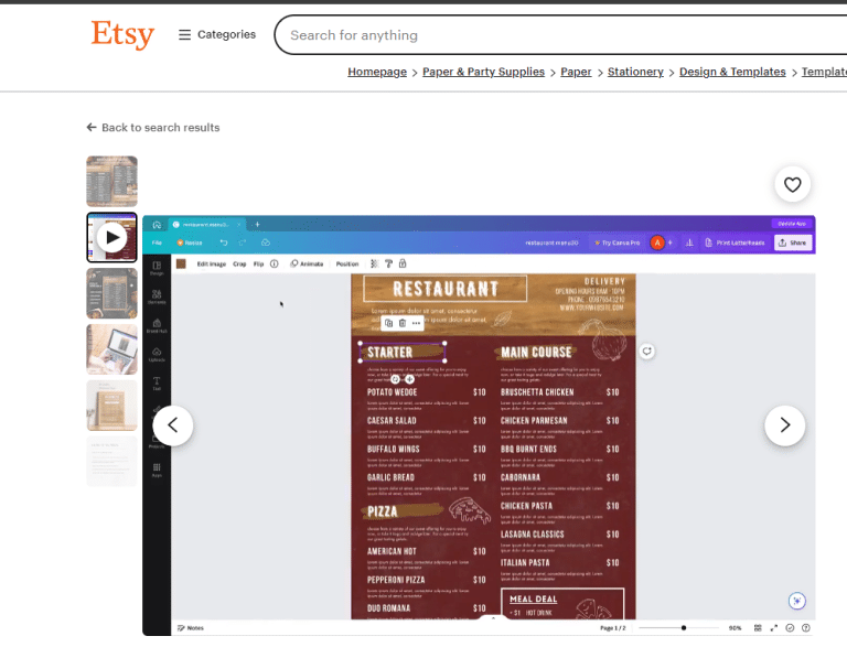 How To Sell Coffee/Restaurant Menus on Etsy as Digital Downloads - Sale Samurai - Etsy SEO ...